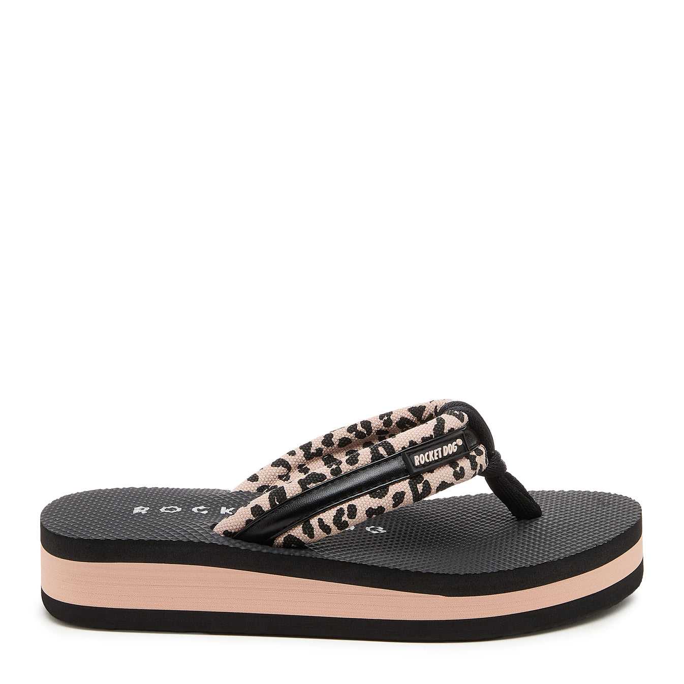 Rocket Dog Monica Light Pink Leopard Print Women’s Platform Flip-Flops ...
